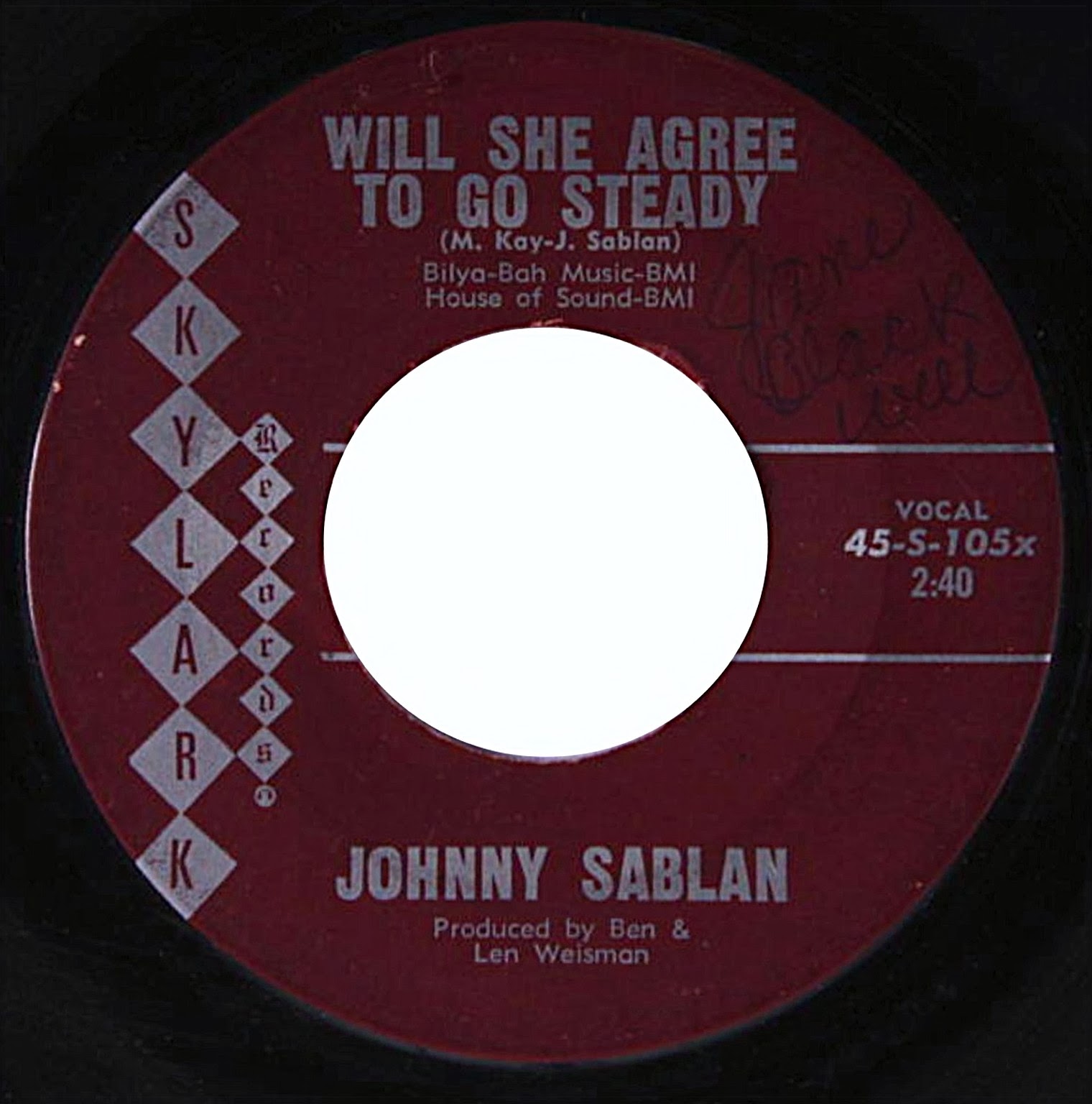 WHITE DOO-WOP COLLECTOR: JOHNNY SABLAN (THE BLENDS)_Will She Agree To ...