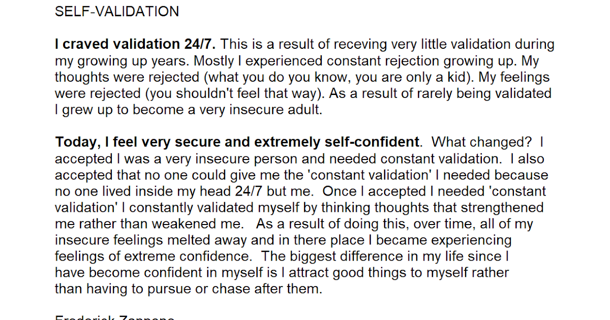 Easy Wisdom....: Self-Validation