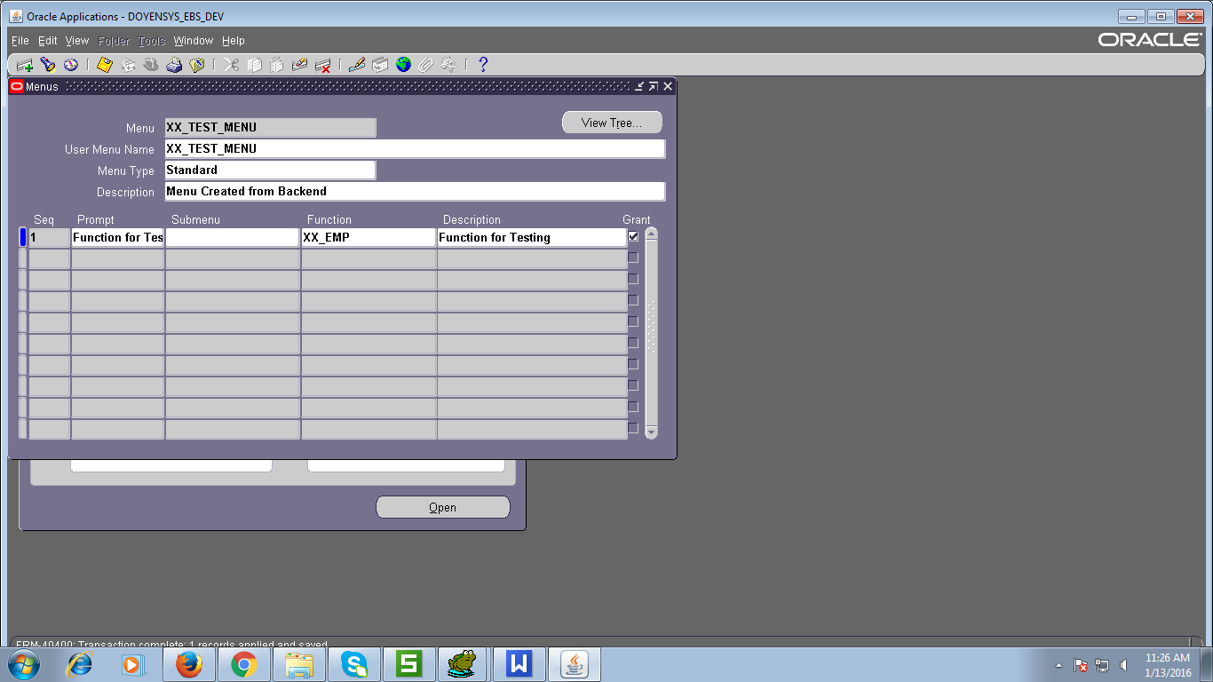 ORACLE MASTERMINDS: Creating Custom Menus and inserting to base tables ...