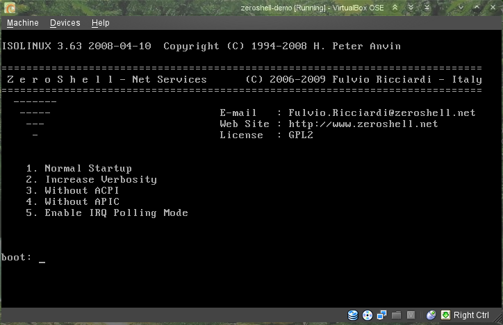 Usuarios de Laboratorio: ZeroShell primera parte puesta en funcionamiento.