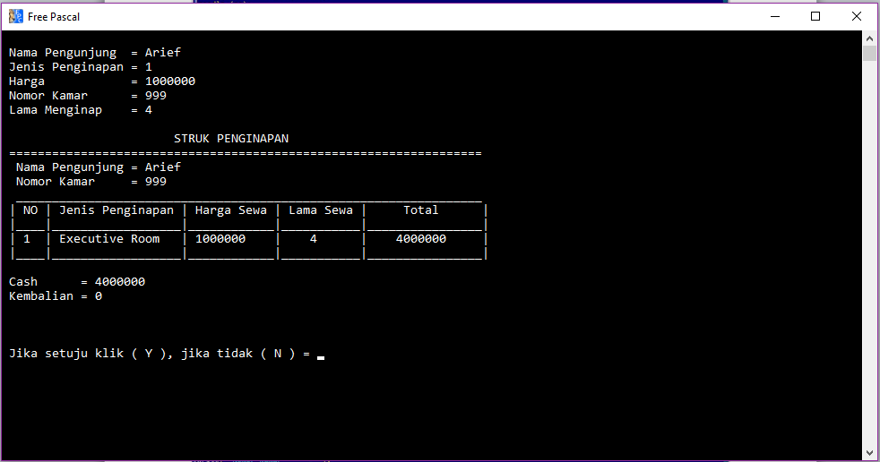 Contoh Program Pascal Reservasi Hotel ~ Tutorial Belajar Coding