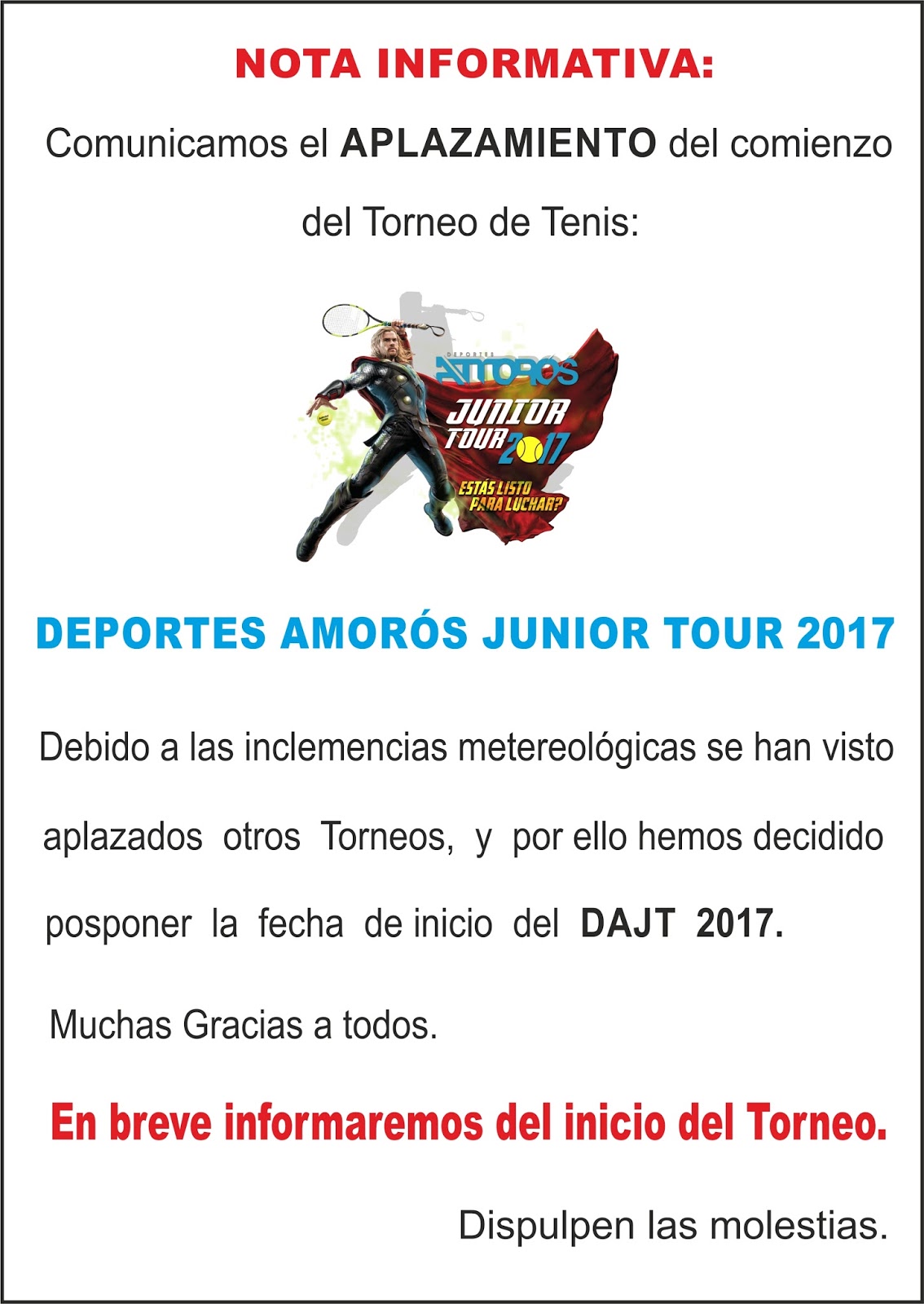 NOTA INFORMATIVA - Deportes Amoros Junior Tour