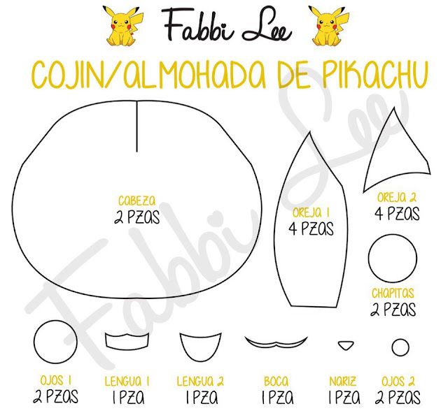 Almofada Pikachu de Feltro com Molde Decoração de Quarto Infantil ...