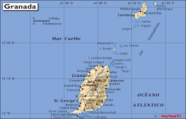 MAPAS DE: GRANADA, Isla del caribe, America