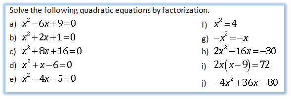 SOLVING QUADRATIC EQUATION : Solving by Factoring - Engineering ...
