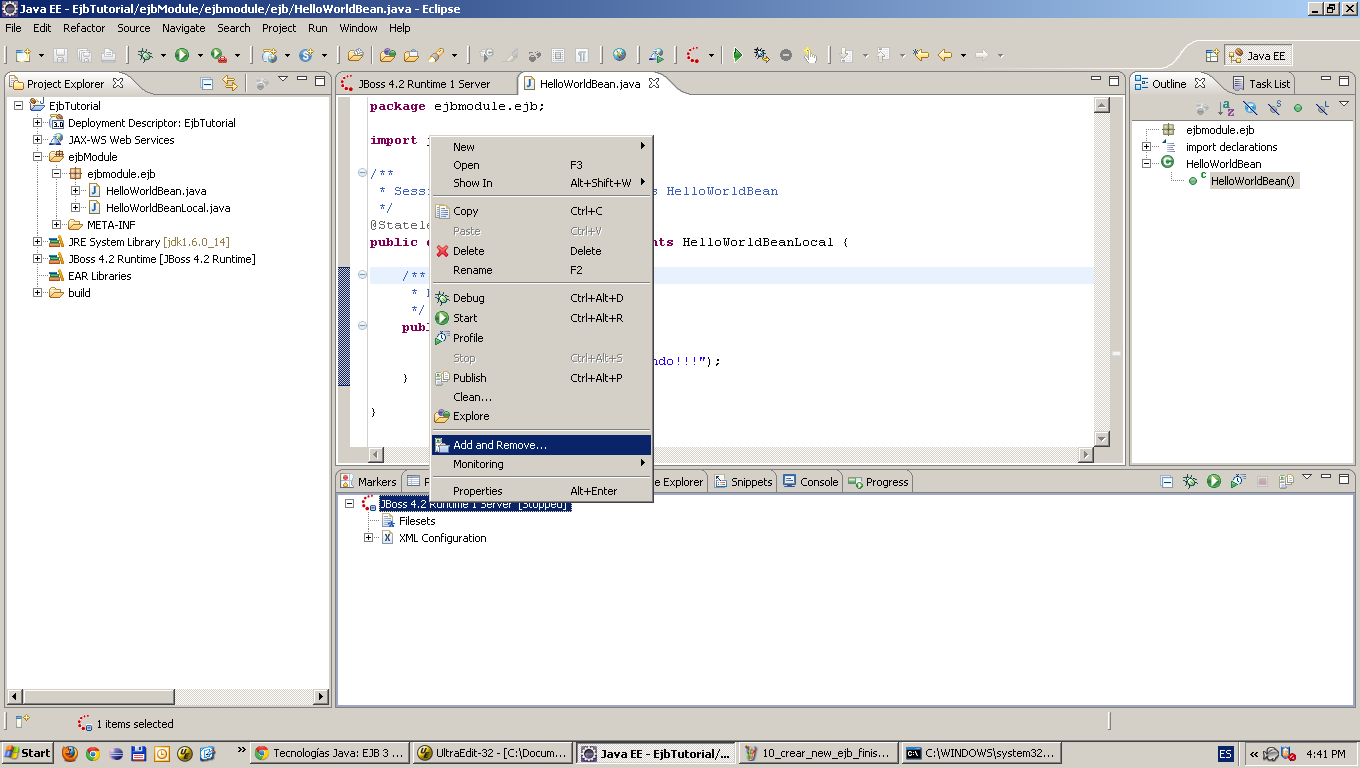 Java Frameworks & APIs: EJB - Configuración Eclipse + JBoss + EJB3