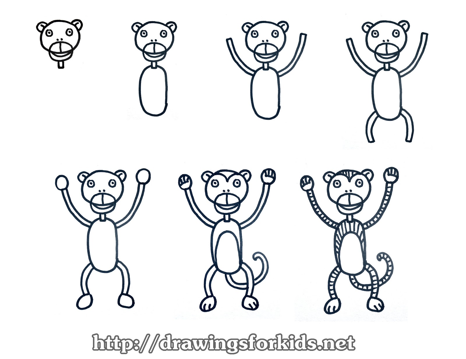 How to draw a monkey for kids