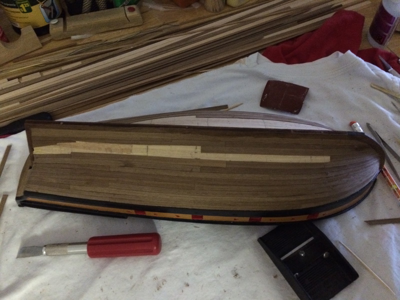 Armed Virginia Sloop 1768 7. - Second planking | Historic ship model ...