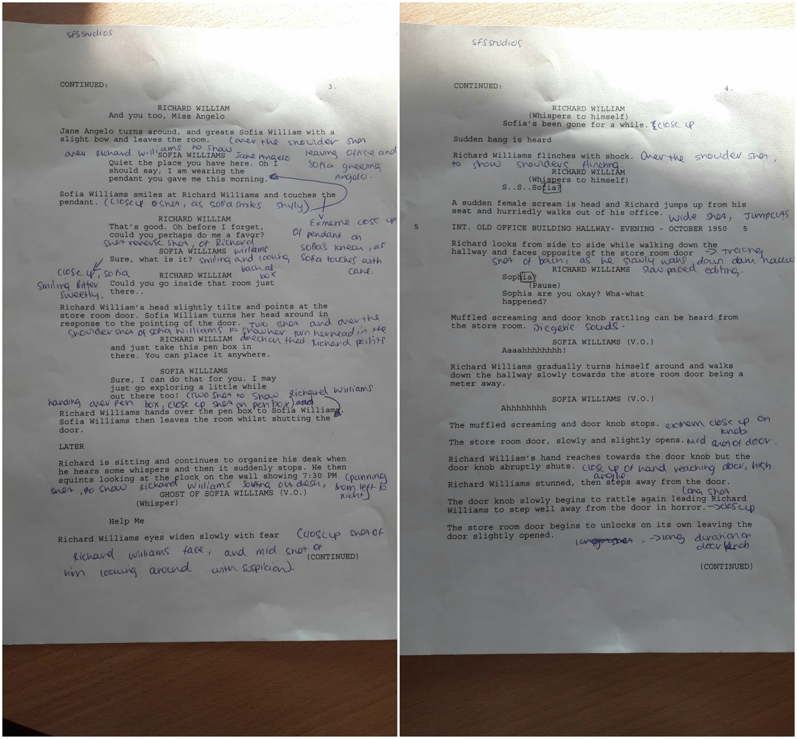 Advanced Portfolio - Fahmida Ali 0105: P: Annotating script with camera ...