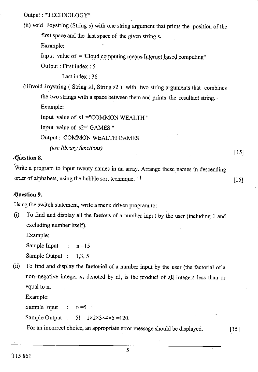 ICSE Previous Exam Paper: Computer Application 2015 Question Paper ...