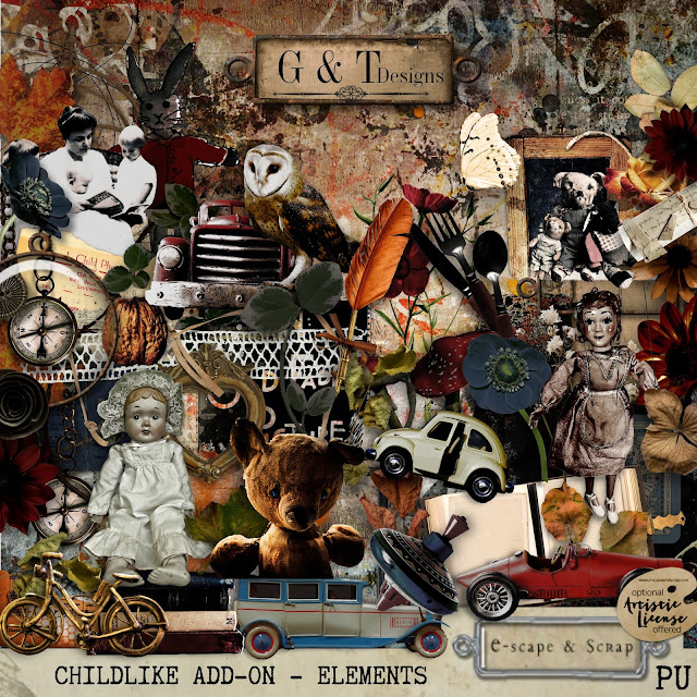 E-scape and Scrap: G&T Designs - Childlike Add-ons & Freebies