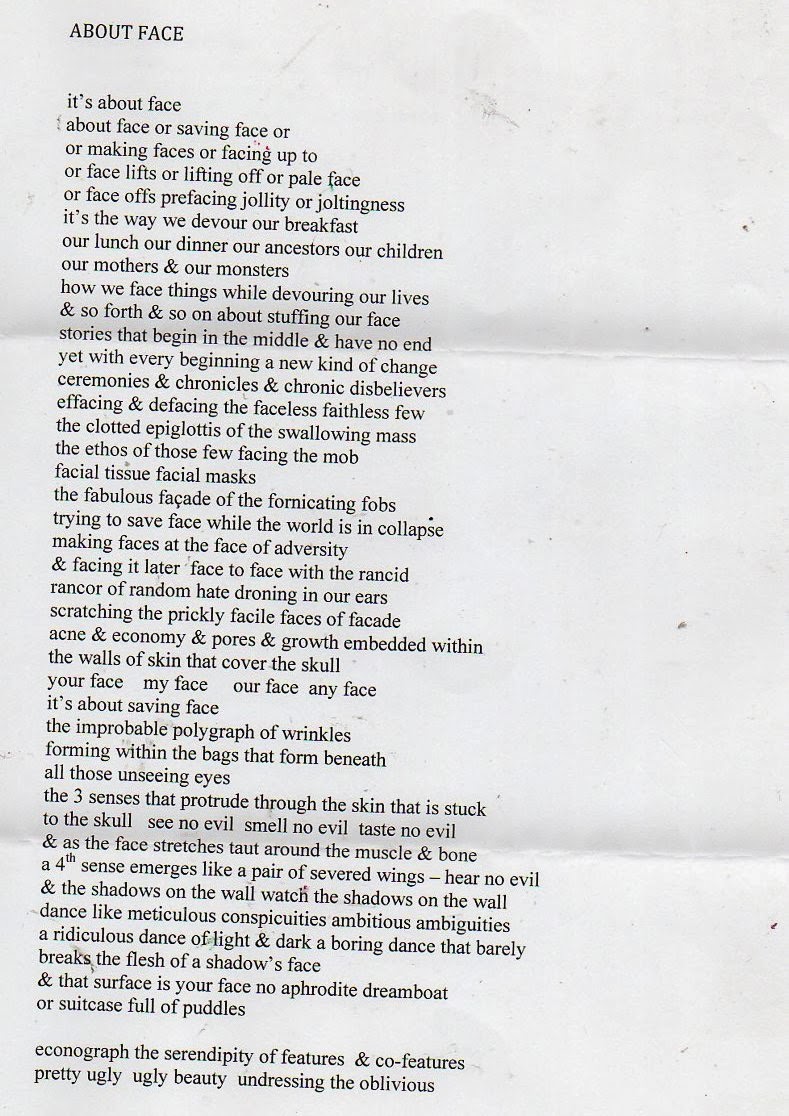 ART & LITERATURE & POETRY & MUSIC: FACES poems from Steve Dalachinsky