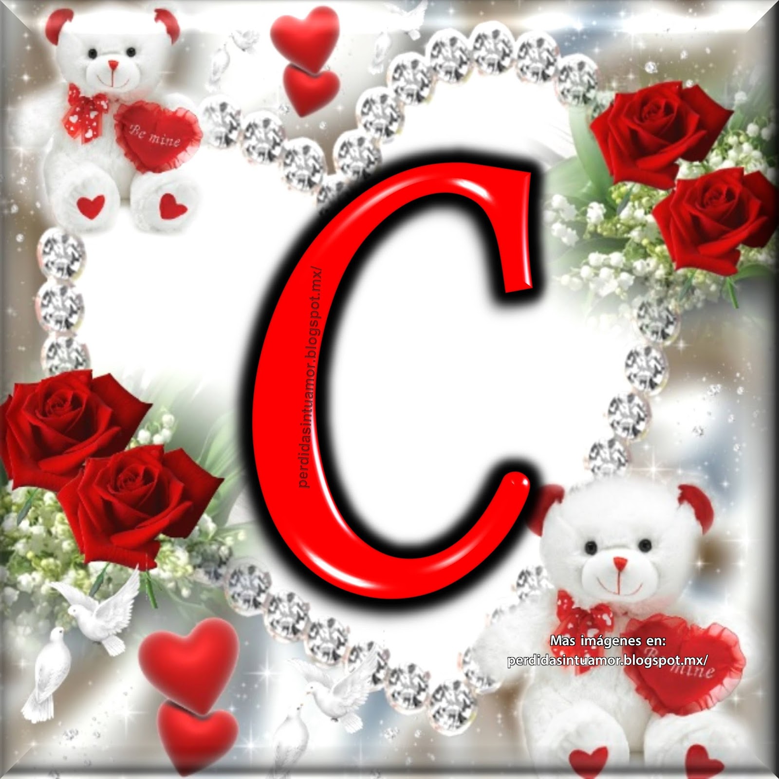 FRASES PARA TI: CORAZÓN DE OSITO CON TU INICIAL ( C )