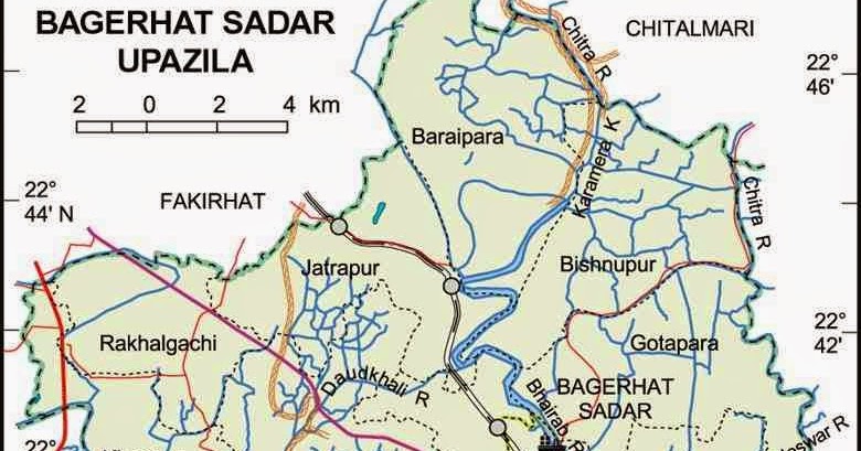 Bagerhat Sadar Upazila Map, Bagerhat, Bangladesh