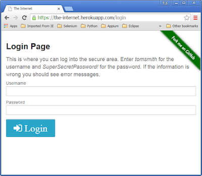 Adventures in Automation: The-Internet: Storing locators for web elements