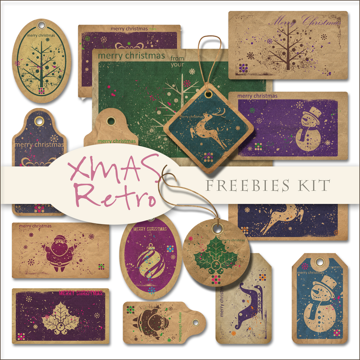 Scrap. DOT: Freebies Retro Style XMAS Labels Kit