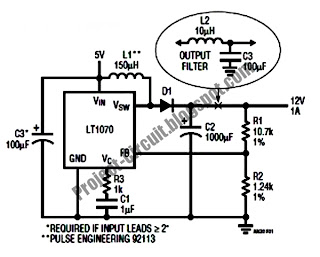 Electronics Technology: 5VDC to 12VDC LT1070 Boost Converter Circuit