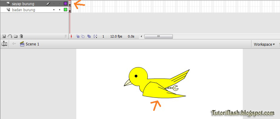 Tutoriflash: Cara Membuat animasi burung terbang sederhana dengan flash