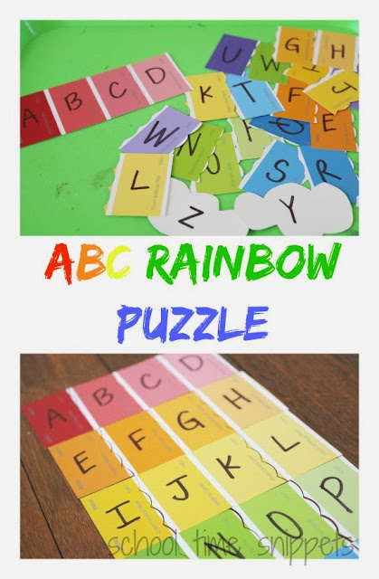 Rainbow Alphabet Paint Chip Puzzle | School Time Snippets
