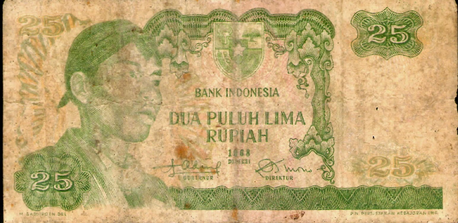 CILEGON ANTIK: Uang Kertas Seri Sudirman, Pecahan : 25 Rupiah (Nomor ...