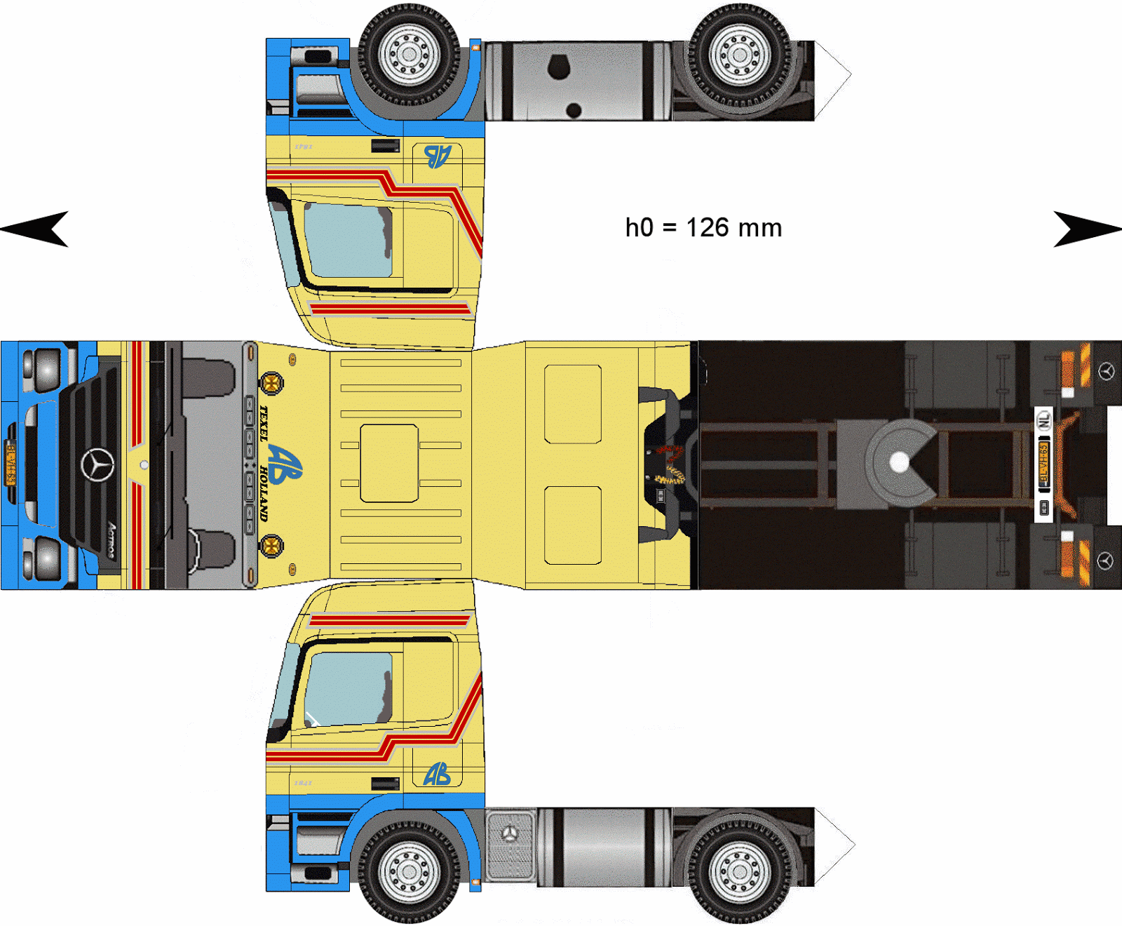 SP. Papel Modelismo: PaperCraft Mercedes-Benz Actros - AB Texel