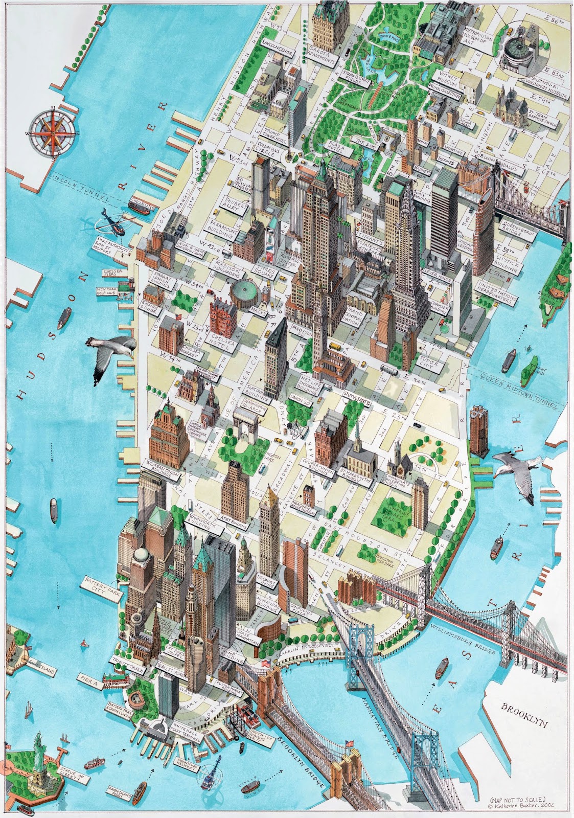 Map Of Manhattan Ny With Landmarks - United States Map