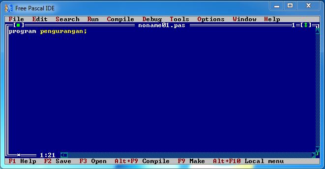 Tutorial membuat program pengurangan di Freepascal