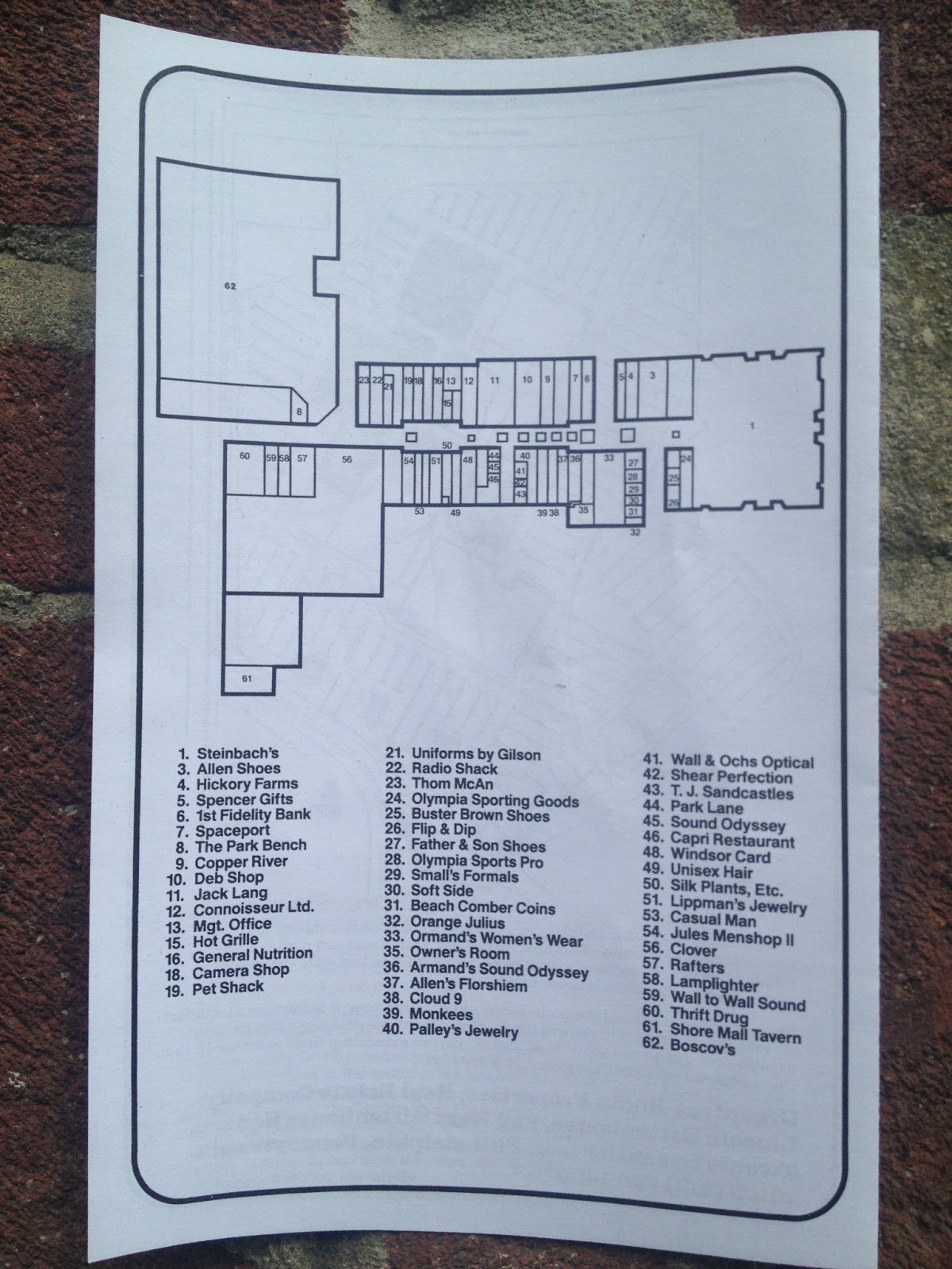 step off george: Shore Mall Layout late 1980s early 1990s