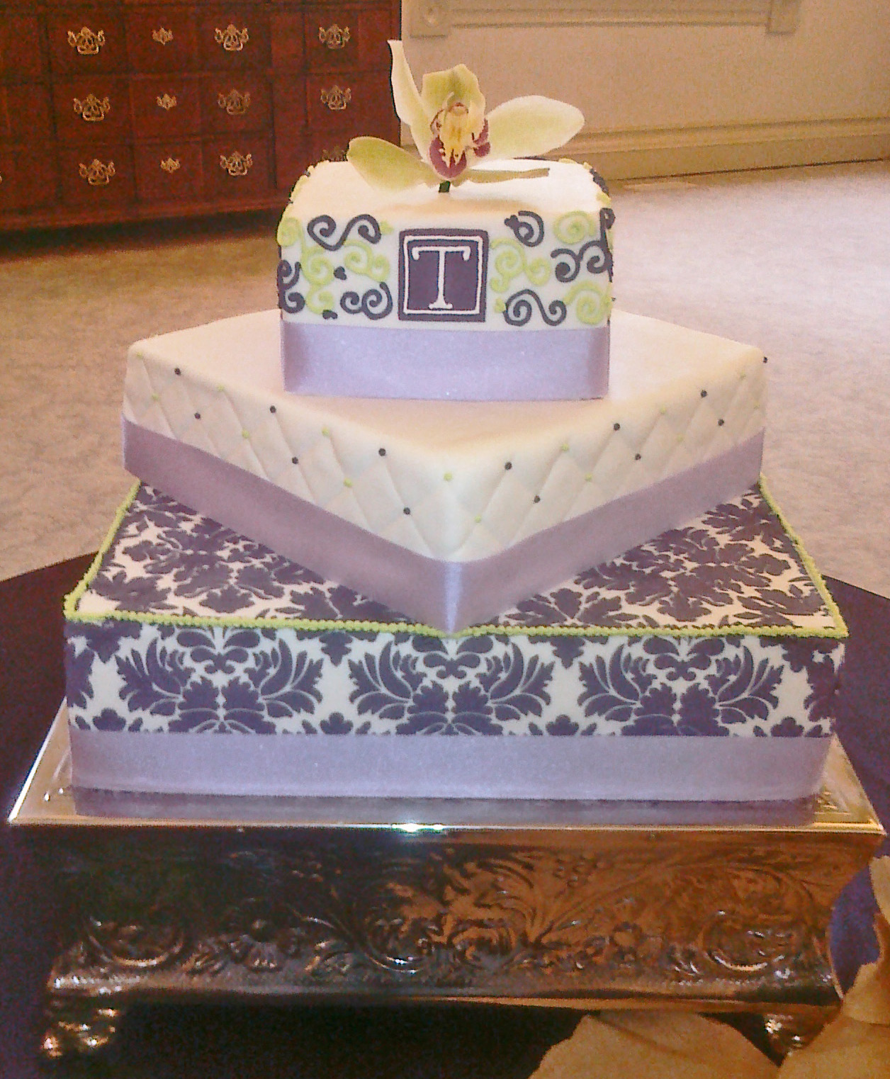 Cake by Dottie: Three-tiered off-set cake...