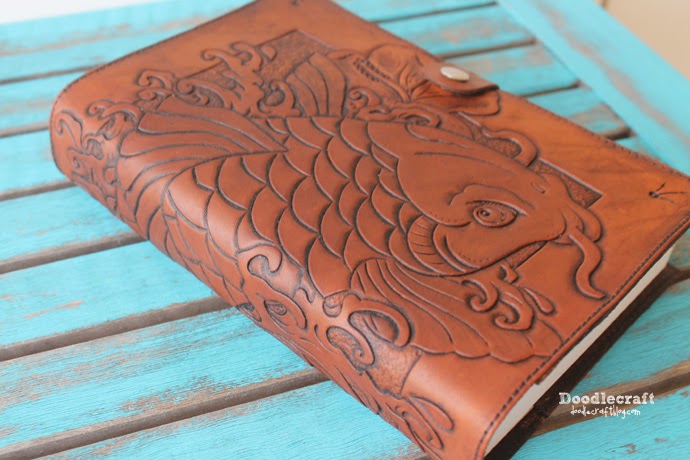 Leather Tooled Mass Embrace Alongside Koi In Addition To Hibiscus ...