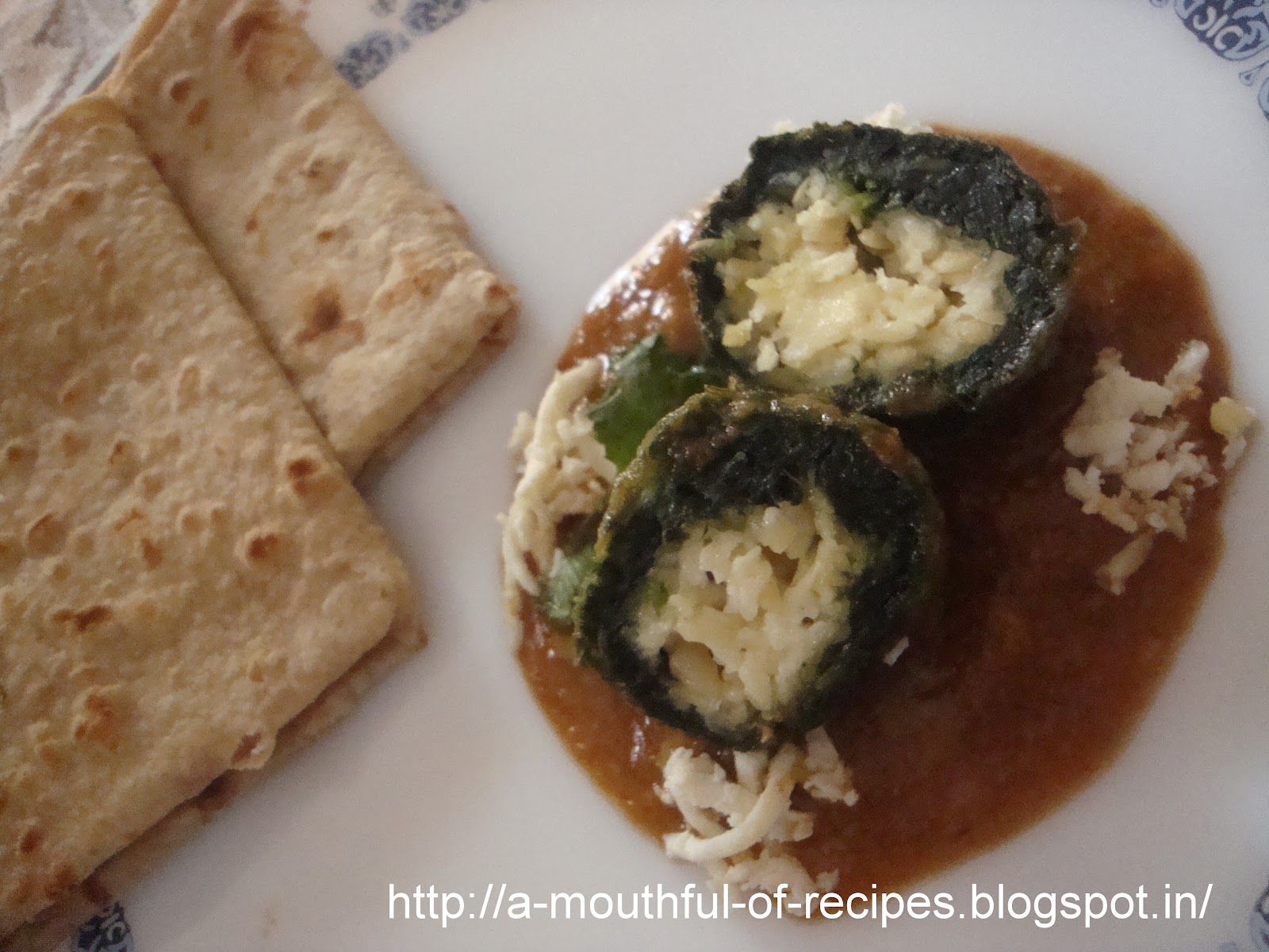 A Mouthful Of Recipes: Sham Savera - Spinach Balls in Rich Tomato Gravy