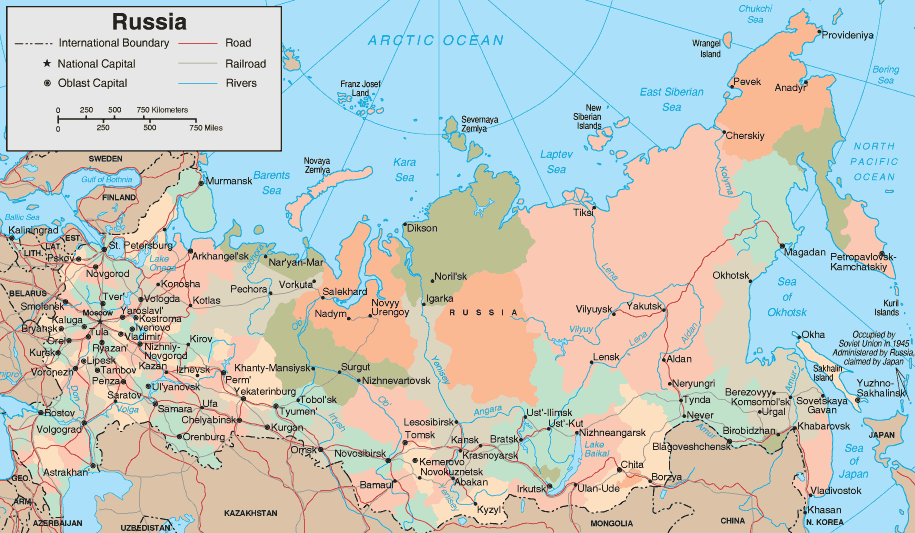 RUSSIA - GEOGRAPHICAL MAPS OF RUSSIA