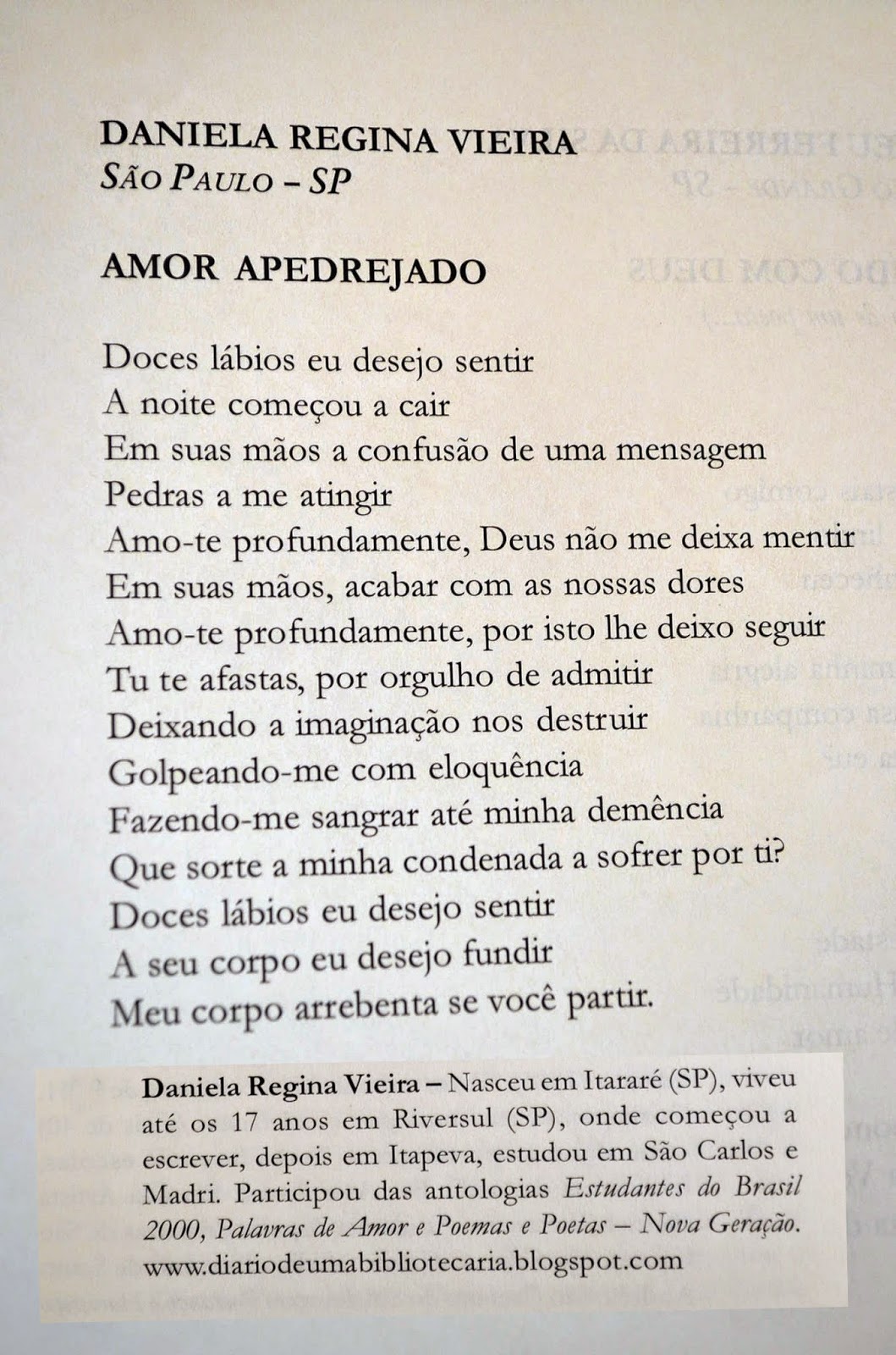 Riversul e suas curiosidades: Daniela e seus poemas
