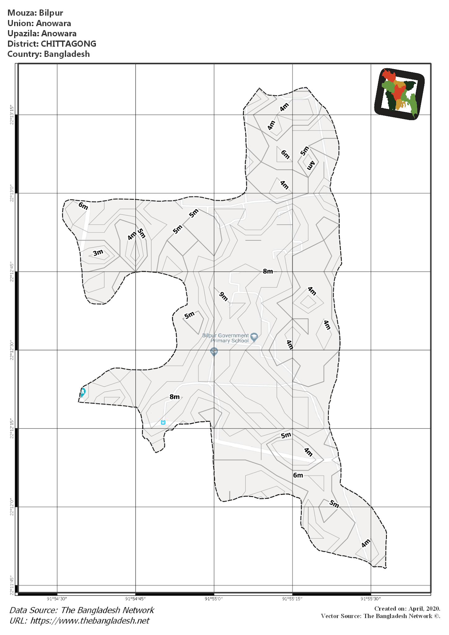 Map of Bilpur Mouza, Anowara, Chittagong