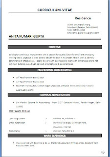 CV Sample for BBA Students in Word Format