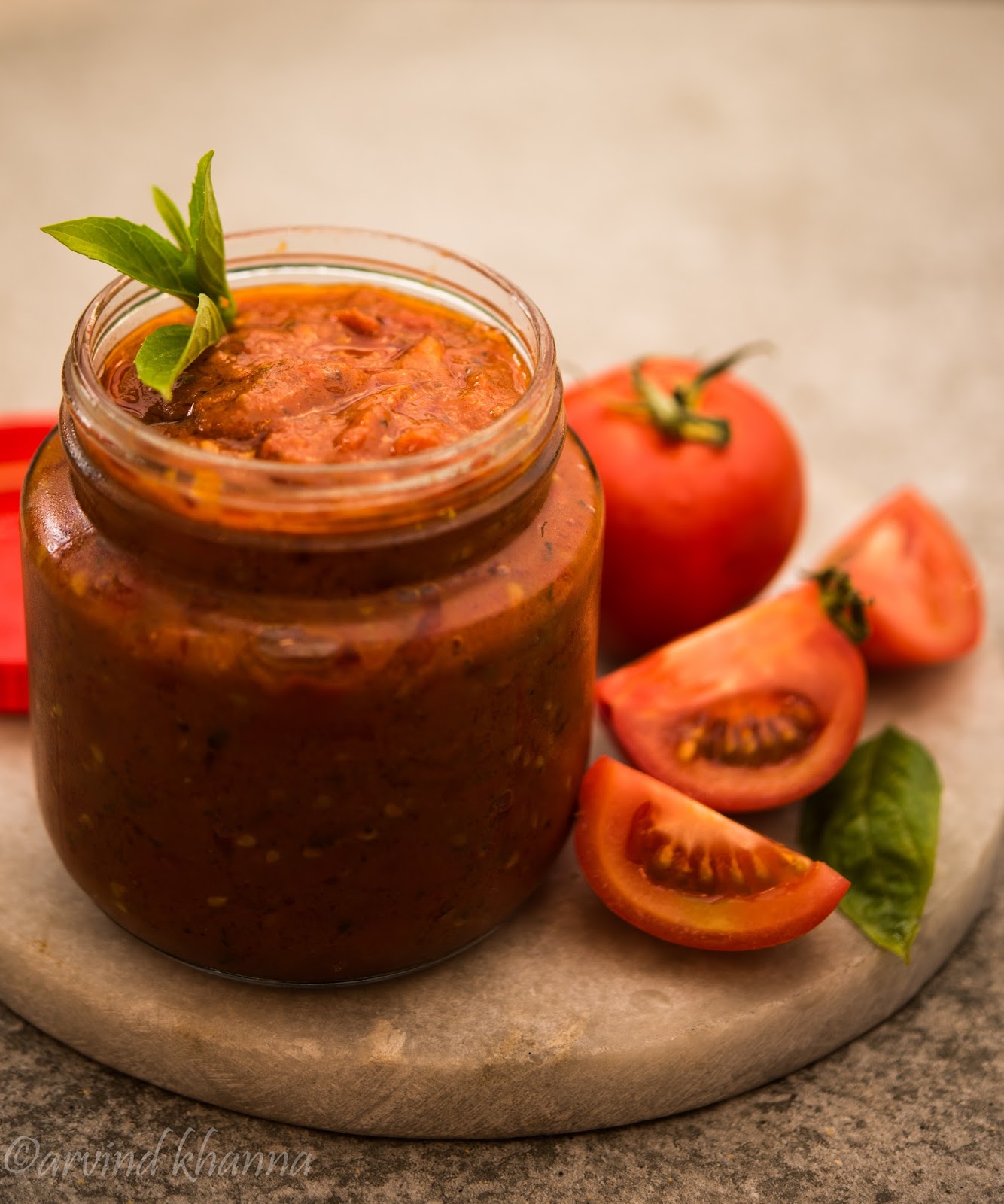 home made pizza sauce or tomato concasse | mushrooms in tomato concasse