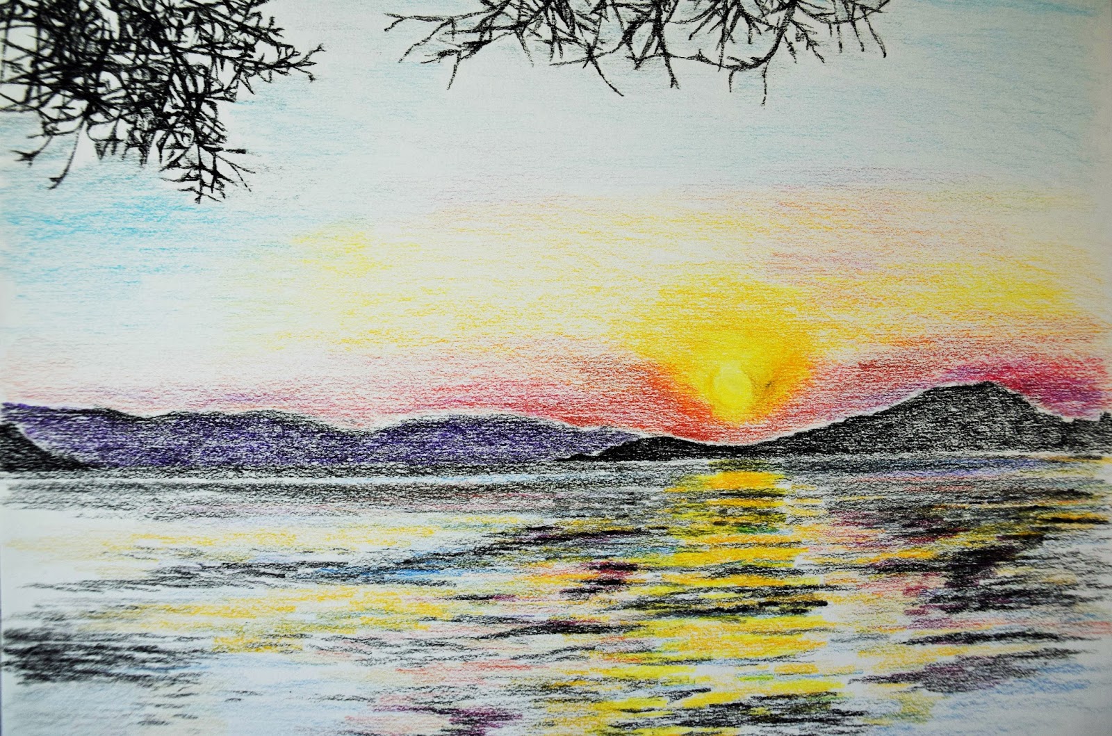 Jane Sproston Art : Naxos Tree Sunset, 1st August 2015