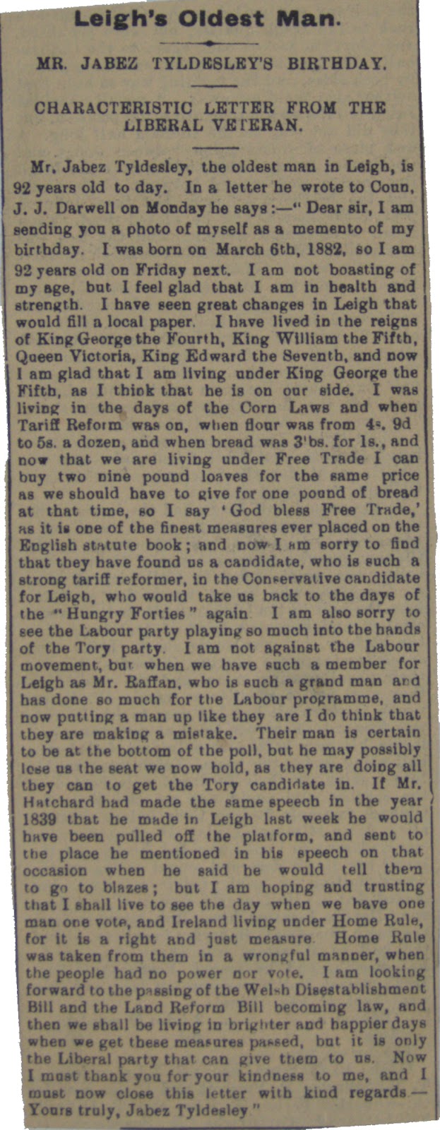 Tyldesley Family History: September 2012