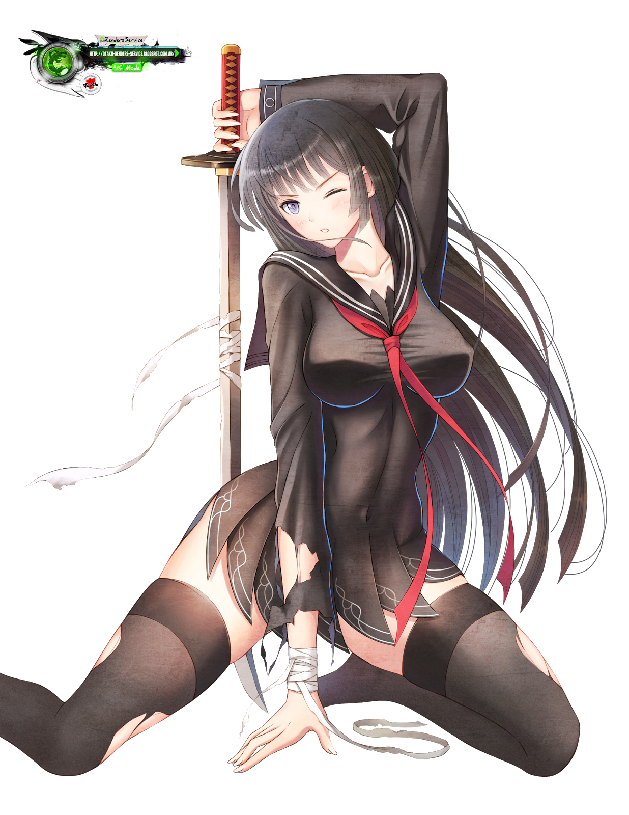 Black Bullet Tendou Kisara Aw Battle Katana Render Ors Anime Renders