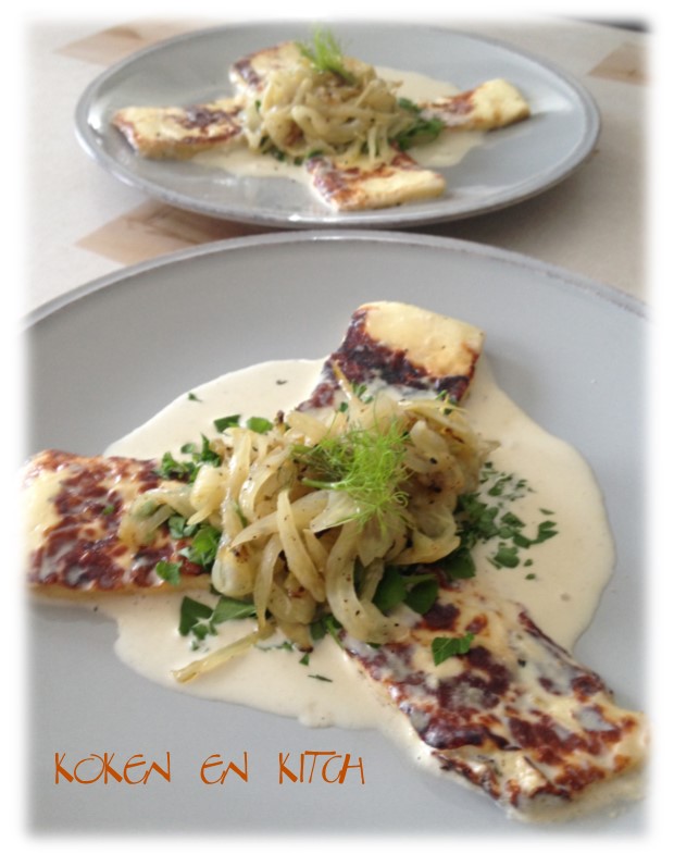 Berloumi met venkel in roomsaus