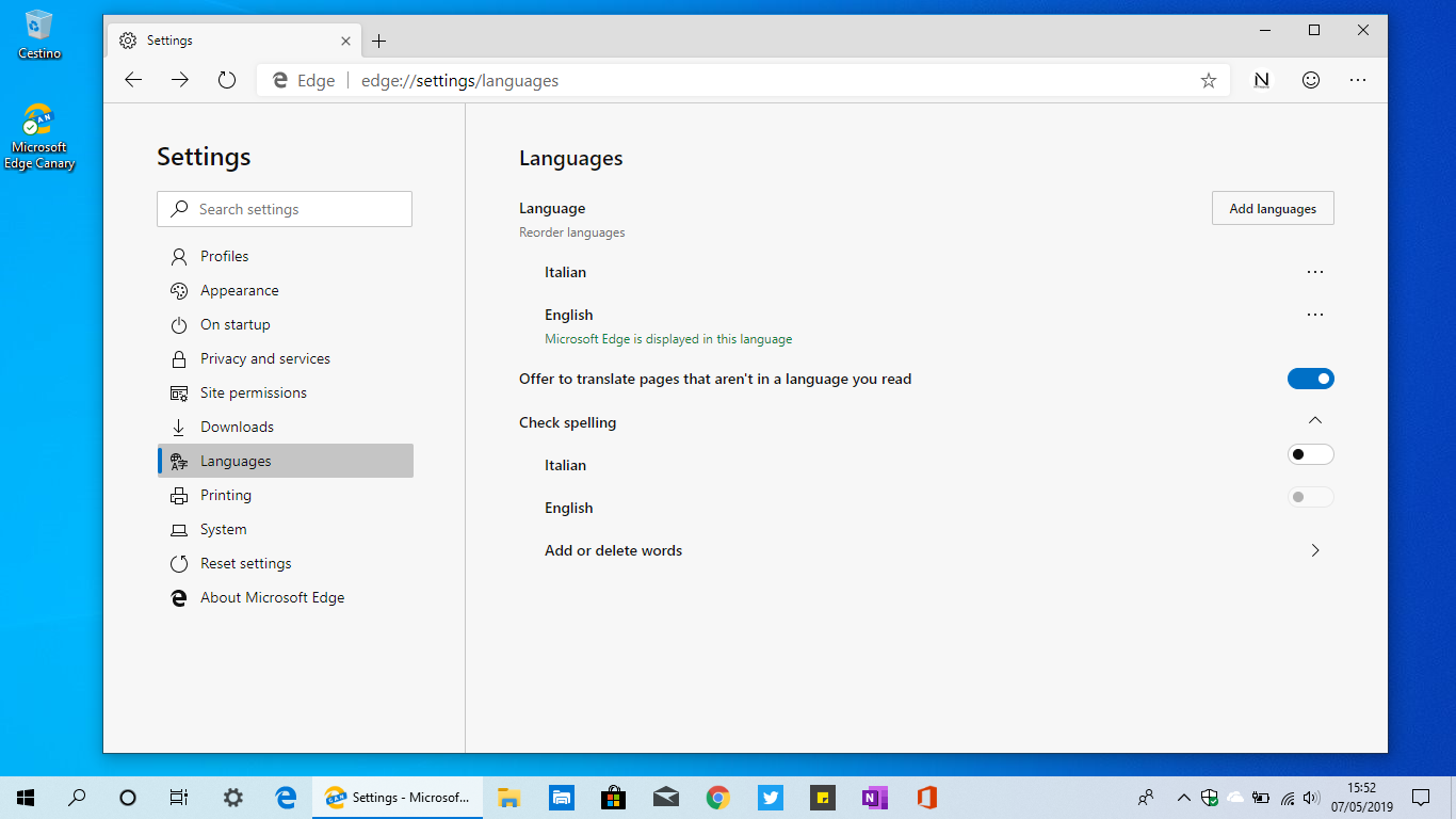 Controllo ortografico disponibile in Microsoft Edge Chromium-based