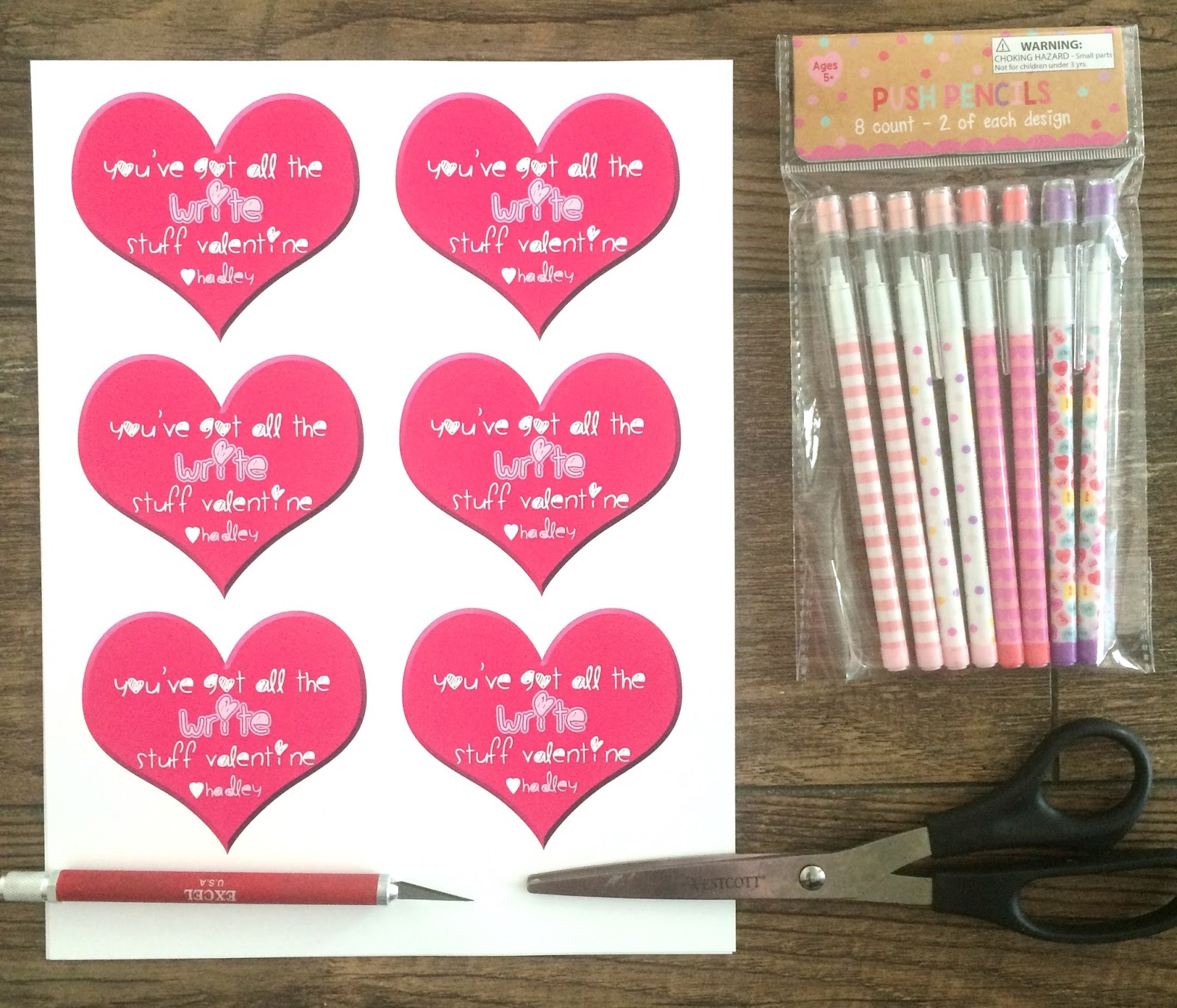CreateJoy2Day: Class Valentines "You've got all the WRITE stuff"