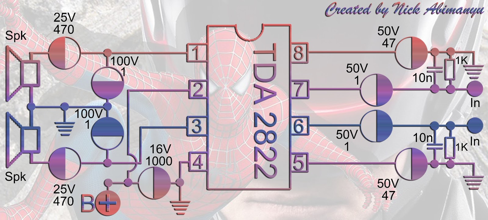 Skema IC TDA2822 - G E C S A