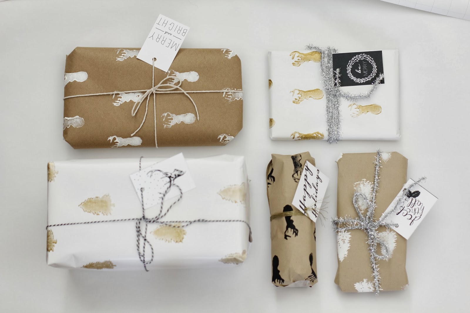 DIY Hand Stamped Wrapping Paper