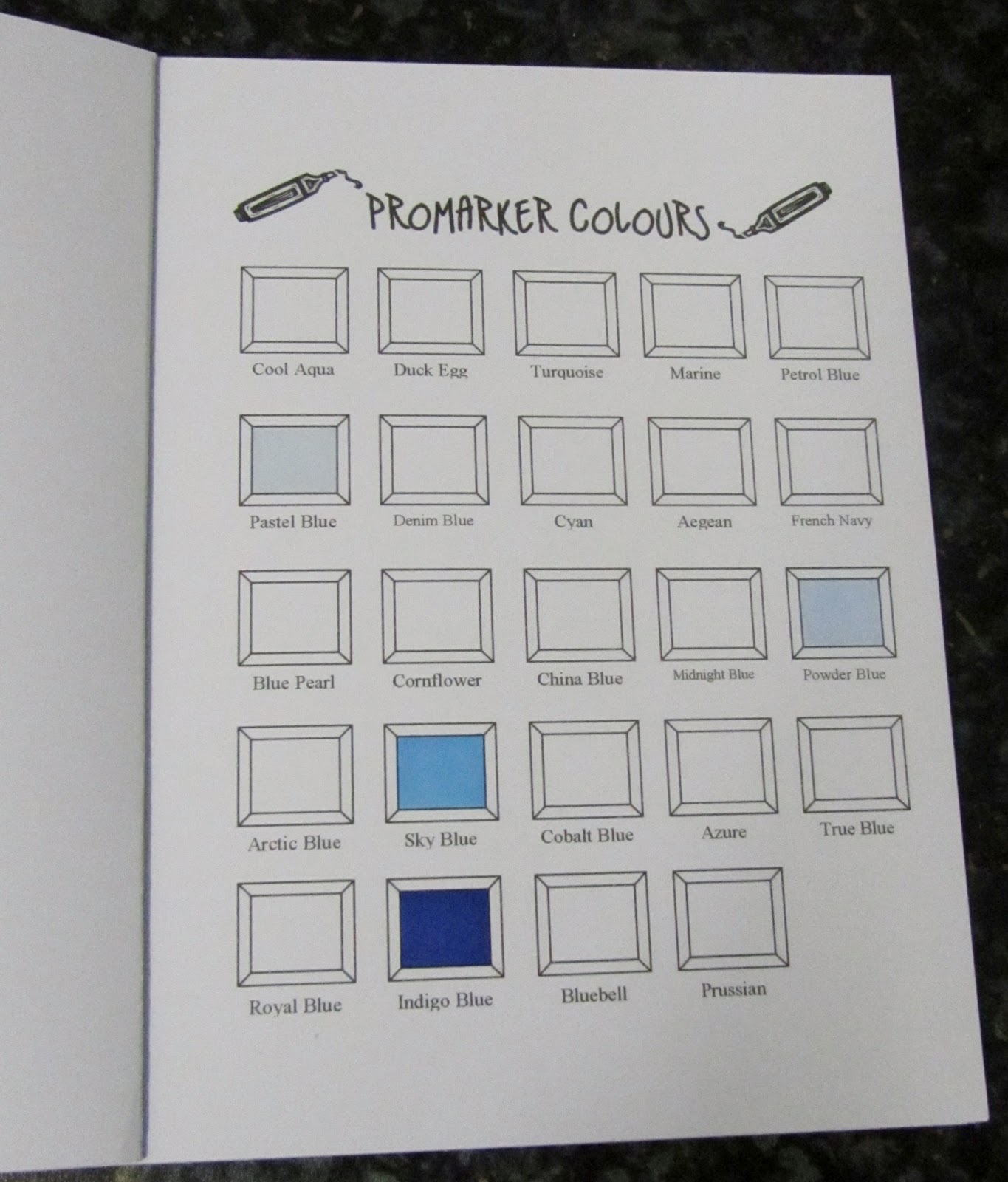 Debs Crafty Creations: ProMarker Colour Chart