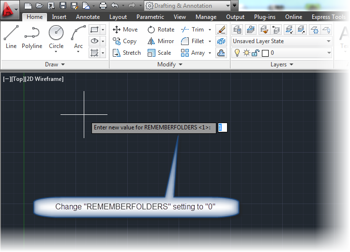 This tells AutoCAD to start in the folder you define. But there's one ...