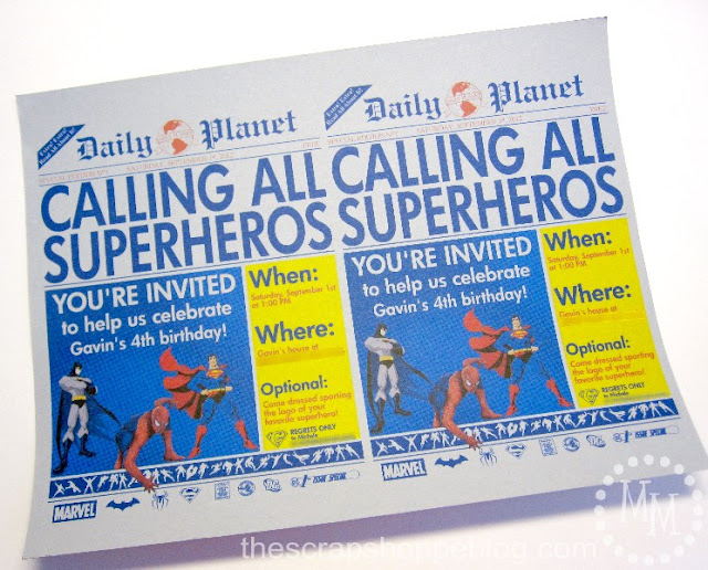 Superhero Newspaper Birthday Invitation - The Scrap Shoppe