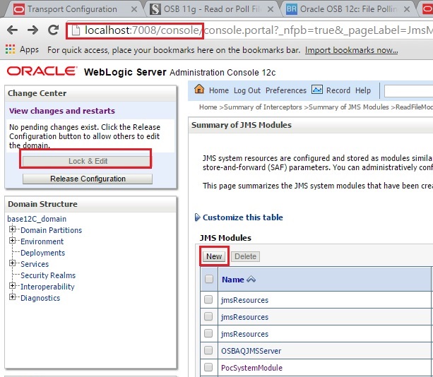 OSB-12C : Creation of JMS read/write queue