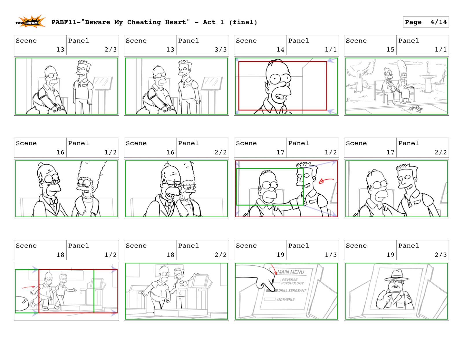 Flying Ace Pictures: THE SIMPSONS - PABF11 STORYBOARDS