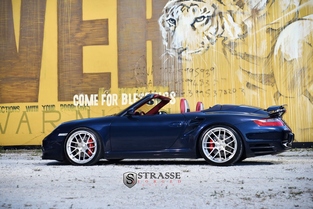 Strasse Forged Wheels: Midnight Blue Metallic Porsche 997 Turbo on Deep ...